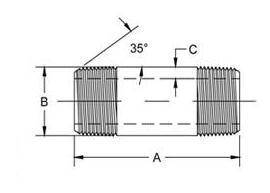 Niple Acero Inoxidable 304/316 CEDULA 40 ROSCA 1/2 X 4" NPT ANSI/ASME B1.20.1.